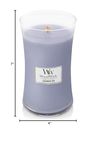 Woodwick Large Hourglass Scented Candle | Lavender Spa | with Crackling Wick | Burn Time: Up to 130 Hours, Lavender Spa