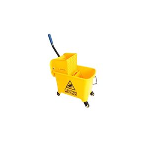 ridgeyard side press mop bucket with wringer and 4 non-marking swivel casters 20l capacity for home use 41x26.5x40cm (yellow)