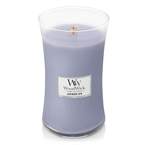 Woodwick Large Hourglass Scented Candle | Lavender Spa | with Crackling Wick | Burn Time: Up to 130 Hours, Lavender Spa