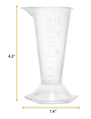 EISCO Conical Measure, 12ml - Polypropylene Plastic, Translucent - Pouring Spout - 1ml Raised Graduations - Hexagonal Base