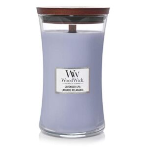 woodwick large hourglass scented candle | lavender spa | with crackling wick | burn time: up to 130 hours, lavender spa