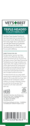 Vets Best Triple Headed Toothbrush for Dogs - Teeth Cleaning and Fresh Breath