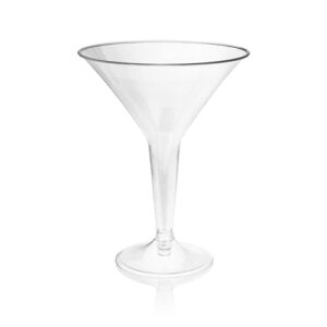 true party disposable plastic martini glasses - stemmed clear cocktail cups for outdoors, parties - 8oz set of 12