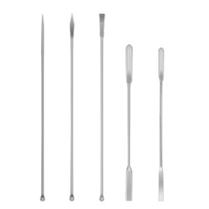 pack of 5 capsule filling kit for empty pill capsules filler, opret lab spatula micro medicine spoon, tiny spoons scoop for powder, stainless steel gel cap filler size #000 00 0 1