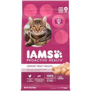 iams proactive health adult urinary tract health dry cat food with chicken, 7 lb. bag