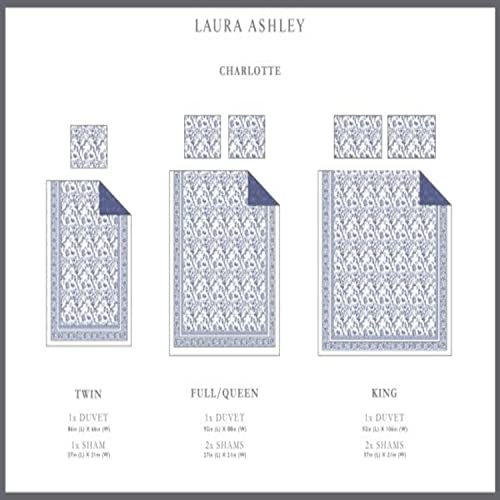 Laura Ashley - King Duvet Cover Set, Reversible Cotton Bedding with Matching Shams, Home Decor for All Seasons (Charlotte Blue, King)