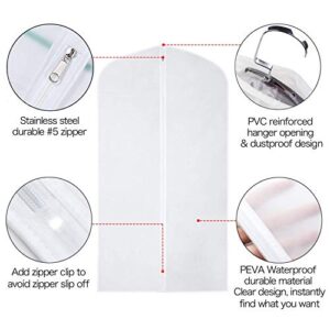 AIDBUCKS Garment Cover Garment Bag Clothes Protector Lightweight Clear Suit Bag (Set of 10) PEVA Breathable Dust Cover for Closet Clothes Storage & Travel