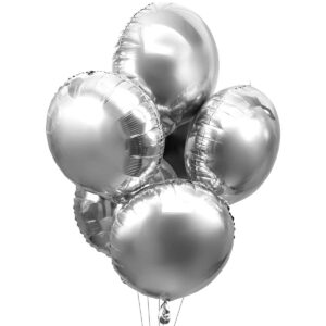 silver wedding party round foil mylar balloons helium metallic balloons baby shower bridal shower engagement birthday party favors balloons decorations, 25pc