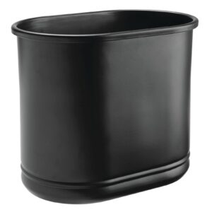 mdesign small metal oval 2.5 gallon trash can, decorative wastebasket, garbage trashcan dustbin for bathroom, bedroom, bedroom, kitchen, office, waste, refuse, recycling, vivi collection, matte black