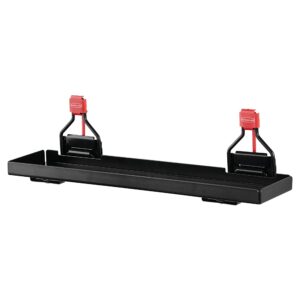 rubbermaid shed accessory small multi-pupose shelf holds up to 20 lbs, black, space saving shed organization for for tools and equipment