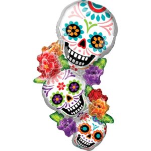 anagram international, inc. stacking sugar skulls party balloon, 38", multicolor