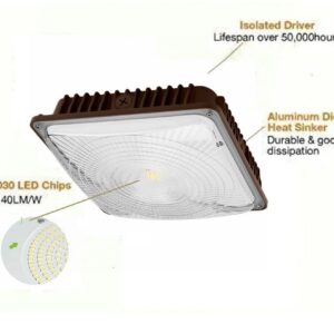 CYLED 120W LED Canopy Light Industrial Waterproof Explosion-Proof Outdoor High Bay Balcony Car Park Lane Gas Station Ceiling Light Equivalent 550W HID/HPS 16000 Lm 5500K DLC Qualified Pack of 2