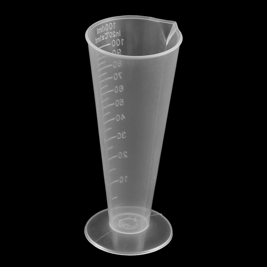 YXQ 100mL Plastic Graduated Measuring Cup Capacity Beaker Cone Shape Round Base Labs Kitchen Clear, 2Pcs