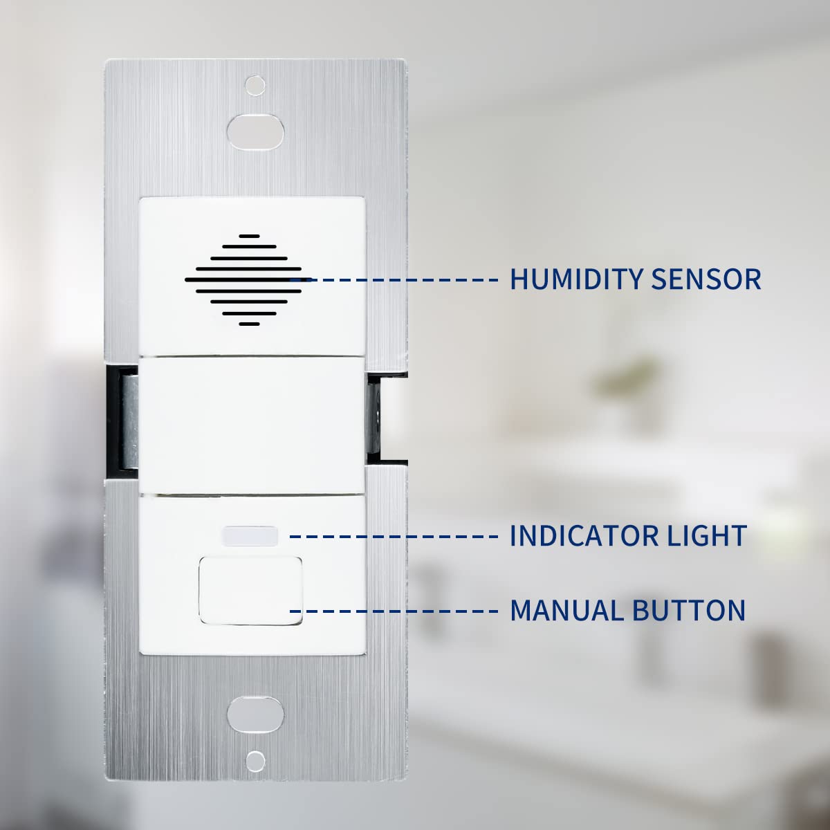 Tech Drive Super Quiet 110 CFM, 1.2 Sone Bathroom Ventilation and Exhaust Fan with In-Wall Humidity Sensor and Countdown Timer Switch, White