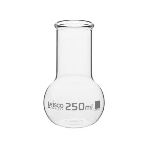 eisco boiling flask, 250ml - borosilicate glass - flat bottom, wide neck