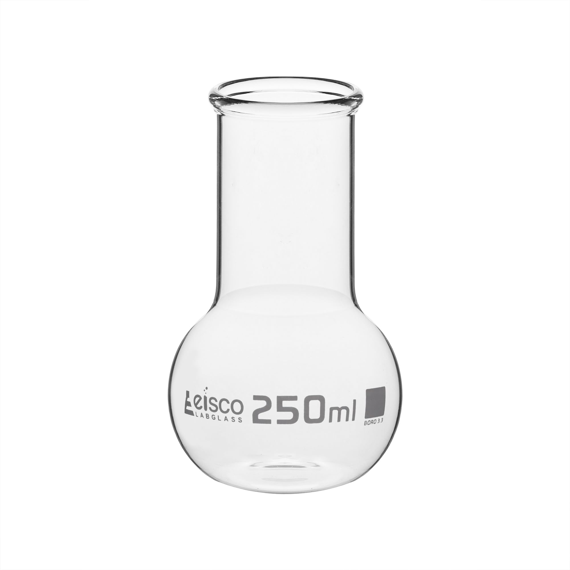 EISCO Boiling Flask, 250ml - Borosilicate Glass - Flat Bottom, Wide Neck