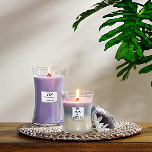 Woodwick Large Hourglass Scented Candle | Lavender Spa | with Crackling Wick | Burn Time: Up to 130 Hours, Lavender Spa