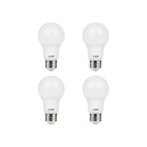 luno a19 dimmable led bulb, 9.5w (60w equivalent), 800 lumens, 2700k (soft white), medium base (e26),ul & energy star (4-pack)