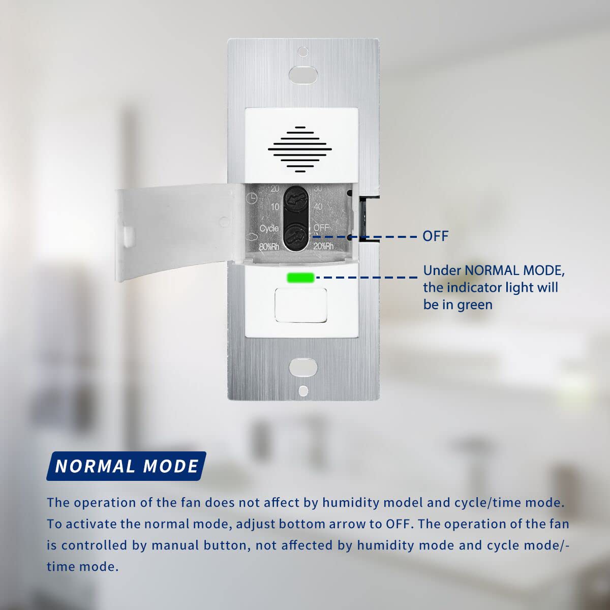 Tech Drive Super Quiet 110 CFM, 1.2 Sone Bathroom Ventilation and Exhaust Fan with In-Wall Humidity Sensor and Countdown Timer Switch, White