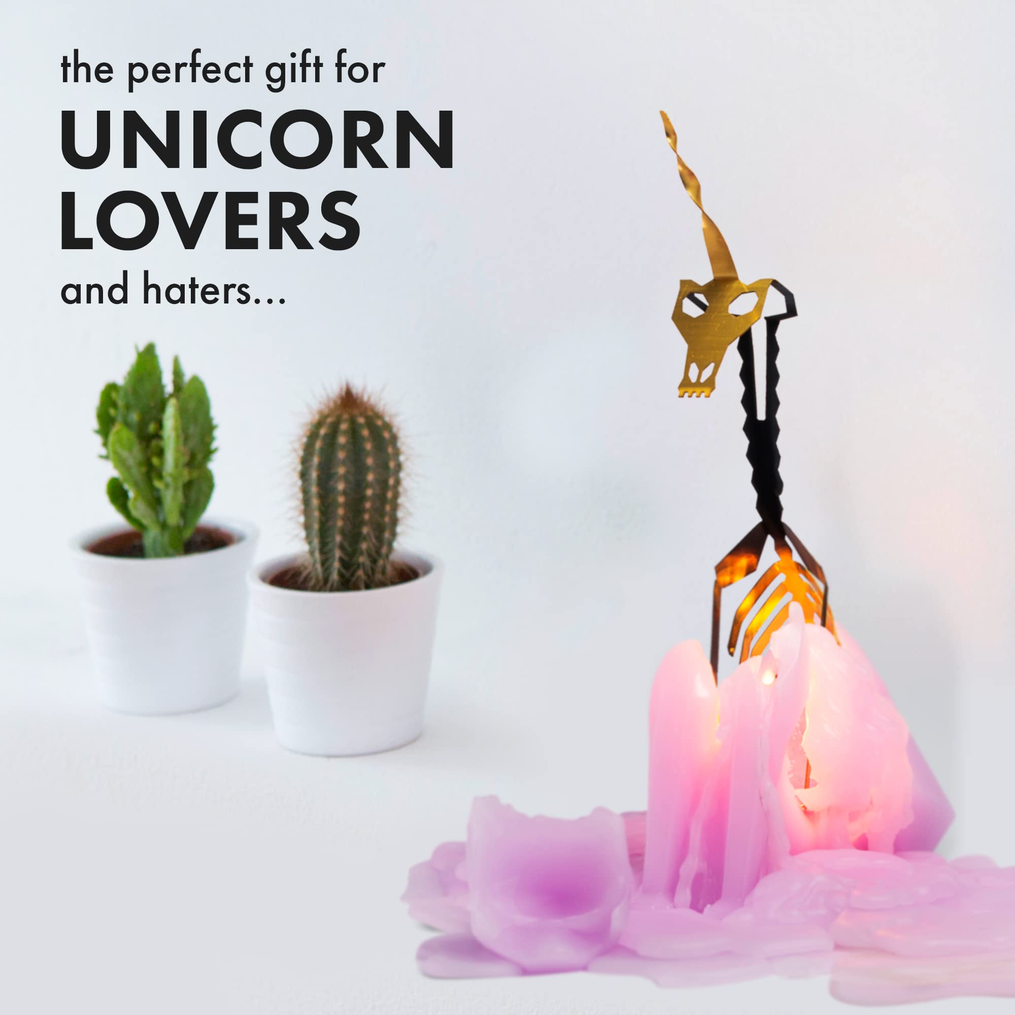 PyroPet Einar Unicorn Candle (Lilac) - The Original Unicorn Candle with Metallic Skeleton | Halloween Decor | Unique Gift for Unicorn Lovers | 16-Hr Burn Time | Dimensions: 5.1x2.6x8 in