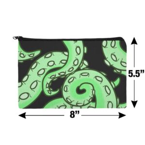 Tentacles Squid Octopus Green Pencil Pen Organizer Zipper Pouch Case