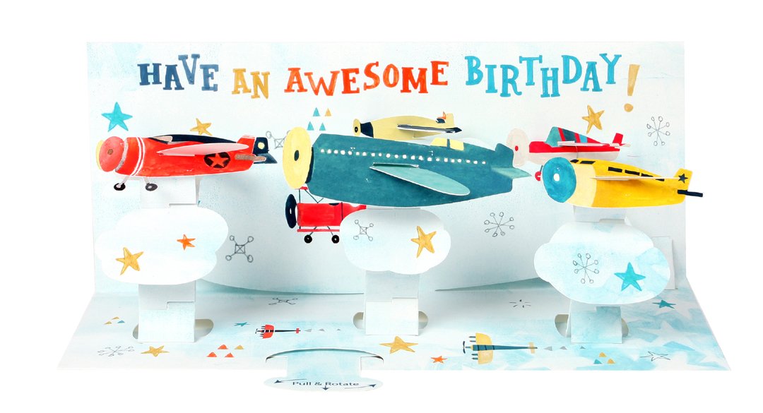 pop up cards panoramic birthday Airplanes!