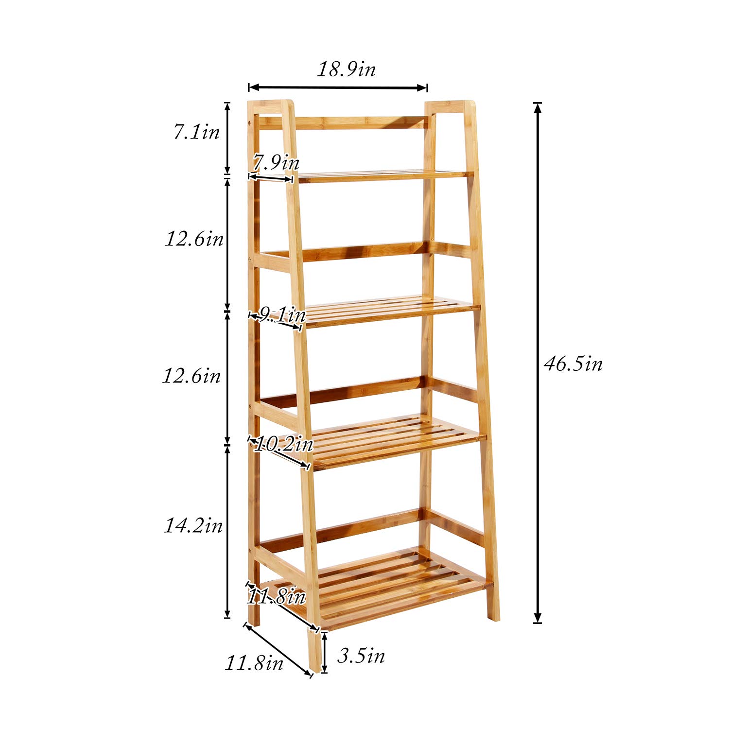 soges 4-Tier Bamboo Storage Shelf Rack, Bookcase Ladder Shelf Storage Organizer Multi-Functional Display Rack for Books, Photos, Plants, Daily Supplies in Home, Kitchen, Bathroom, Garden, KS-HSJ-02