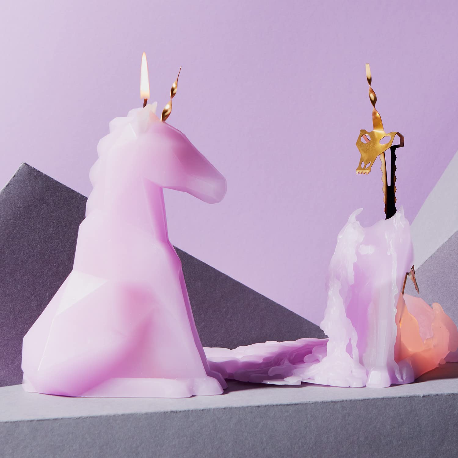 PyroPet Einar Unicorn Candle (Lilac) - The Original Unicorn Candle with Metallic Skeleton | Halloween Decor | Unique Gift for Unicorn Lovers | 16-Hr Burn Time | Dimensions: 5.1x2.6x8 in