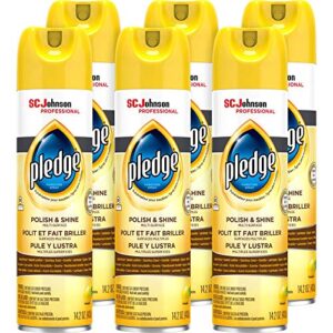 pledge polish and shine for wood furniture and more, lemon, white, 14.2 oz (pack of 6)