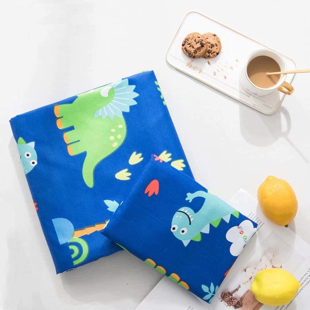 MacoHome Kids Duvet Cover Queen Blue Dinosaur Duvet Cover Set Boys Soft Cute Pattern Bedding Set with 2 Pillowcases No Comforter (Dinosaur, Full/Queen)