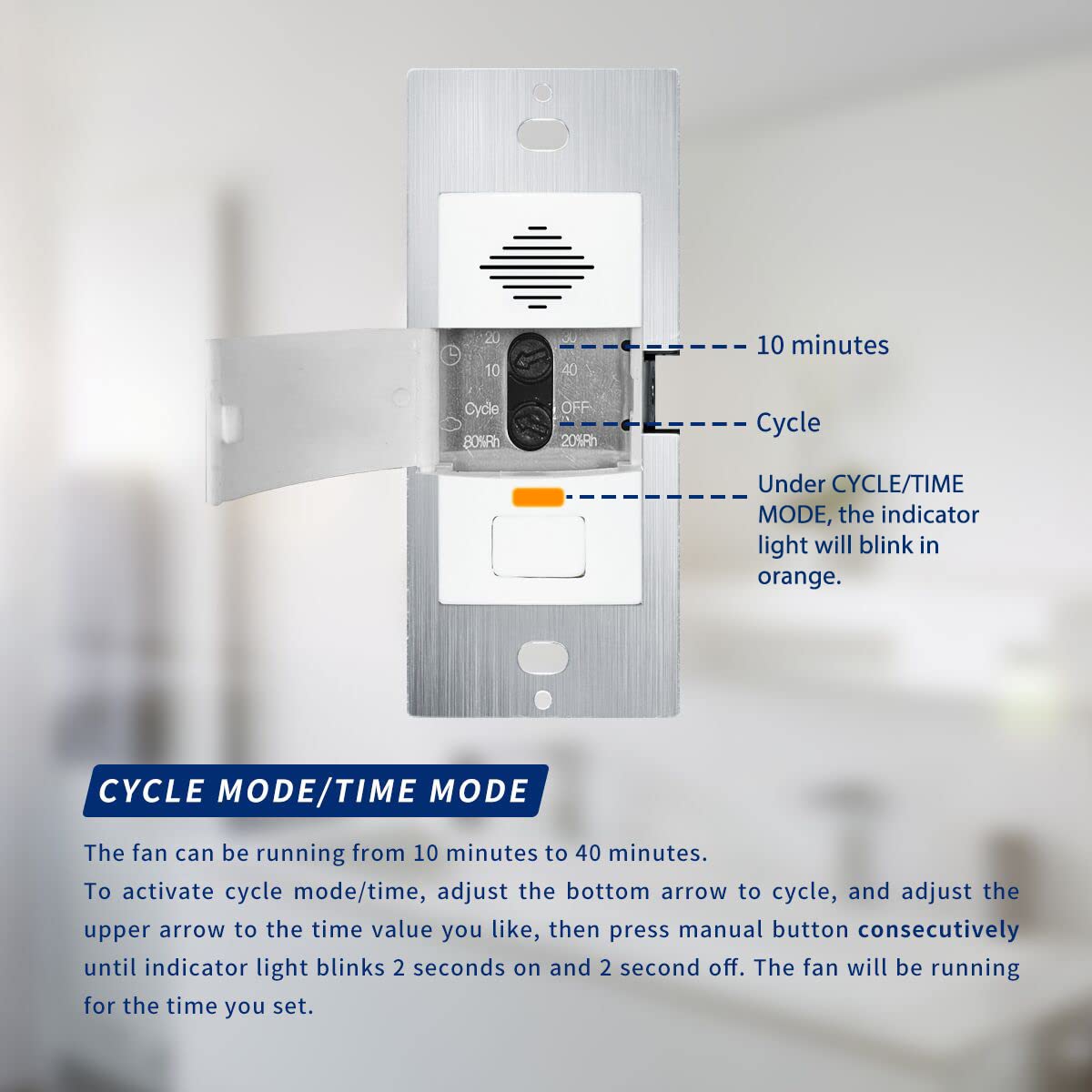 Tech Drive Super Quiet 110 CFM, 1.2 Sone Bathroom Ventilation and Exhaust Fan with In-Wall Humidity Sensor and Countdown Timer Switch, White