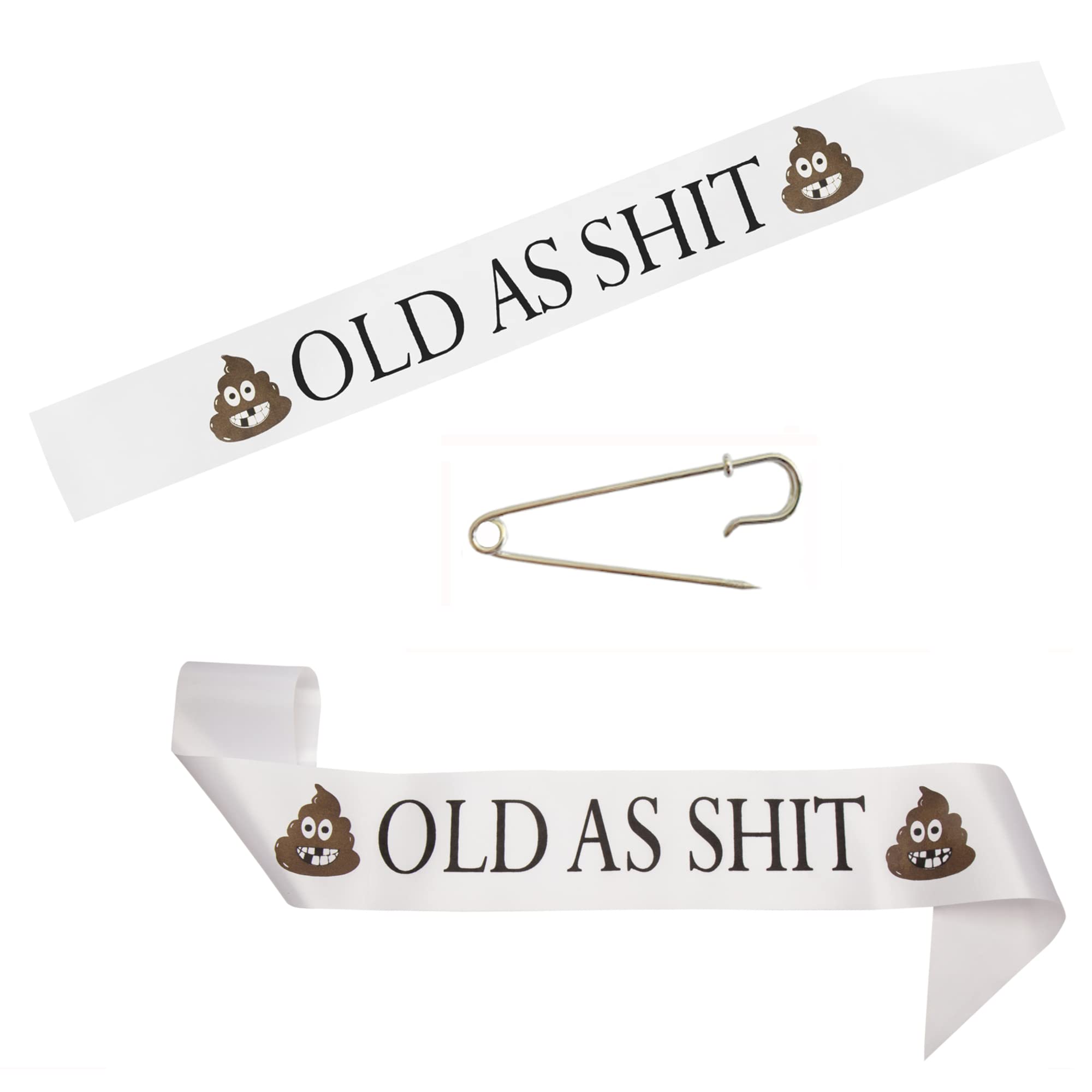 JPACO Old AS SHlT Sash – Birthday & Retirement Sash For Men and Women & Large Safety Pin. Great for Retired Work Party, Events, Party Supplies, Novelty Gifts, Favors, & Decorations