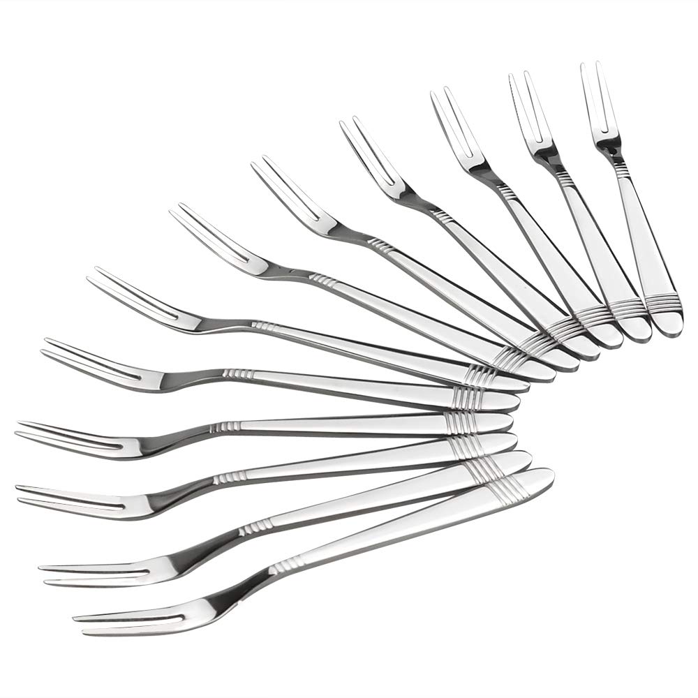 Begale 12-Piece Bistro Appetizer Cocktail and Fruit Forks, 2-Prong Forks, 5.4-INCH