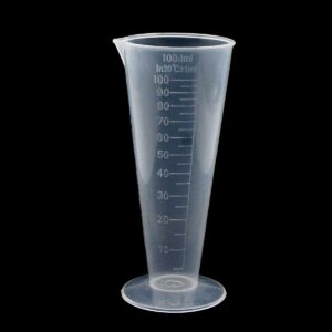 YXQ 100mL Plastic Graduated Measuring Cup Capacity Beaker Cone Shape Round Base Labs Kitchen Clear, 2Pcs