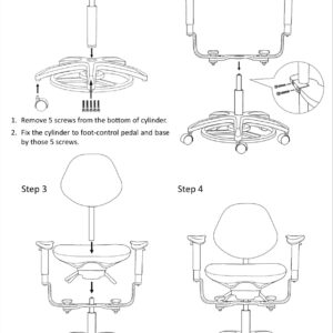 East-New Medical Dental Chair Microscope Saddle Stool Foot Controlled/Pedal Base PU Leather with 45°Swiveling Armrests SDS-FC1