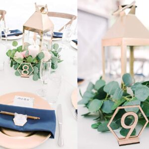 Wooden Table Numbers,Fashionclubs 1-20 Wedding Table Numbers with Holder Base,Hexagon Shape,Perfect for Wedding, Party, Events or Catering Decoration