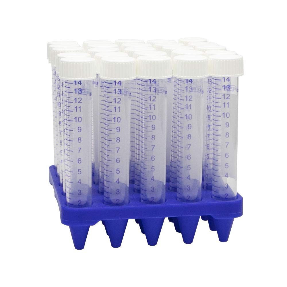 Olympus 15ml Centrifuge Tubes, Racked, Sterile, Polypropylene, Large Writing Surface, 20 Racks of 25, 500/Unit