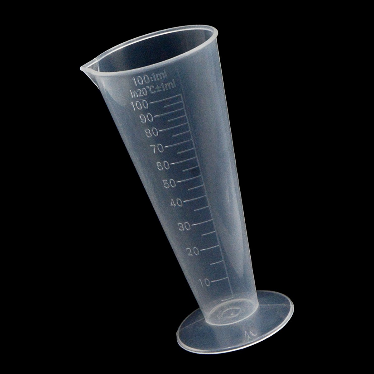 YXQ 100mL Plastic Graduated Measuring Cup Capacity Beaker Cone Shape Round Base Labs Kitchen Clear, 2Pcs