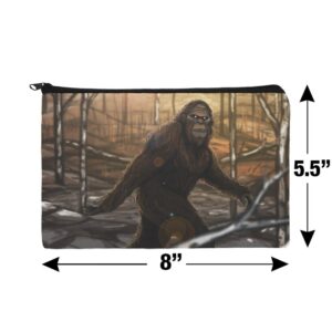 Bigfoot Sasquatch Walking in The Woods Pencil Pen Organizer Zipper Pouch Case