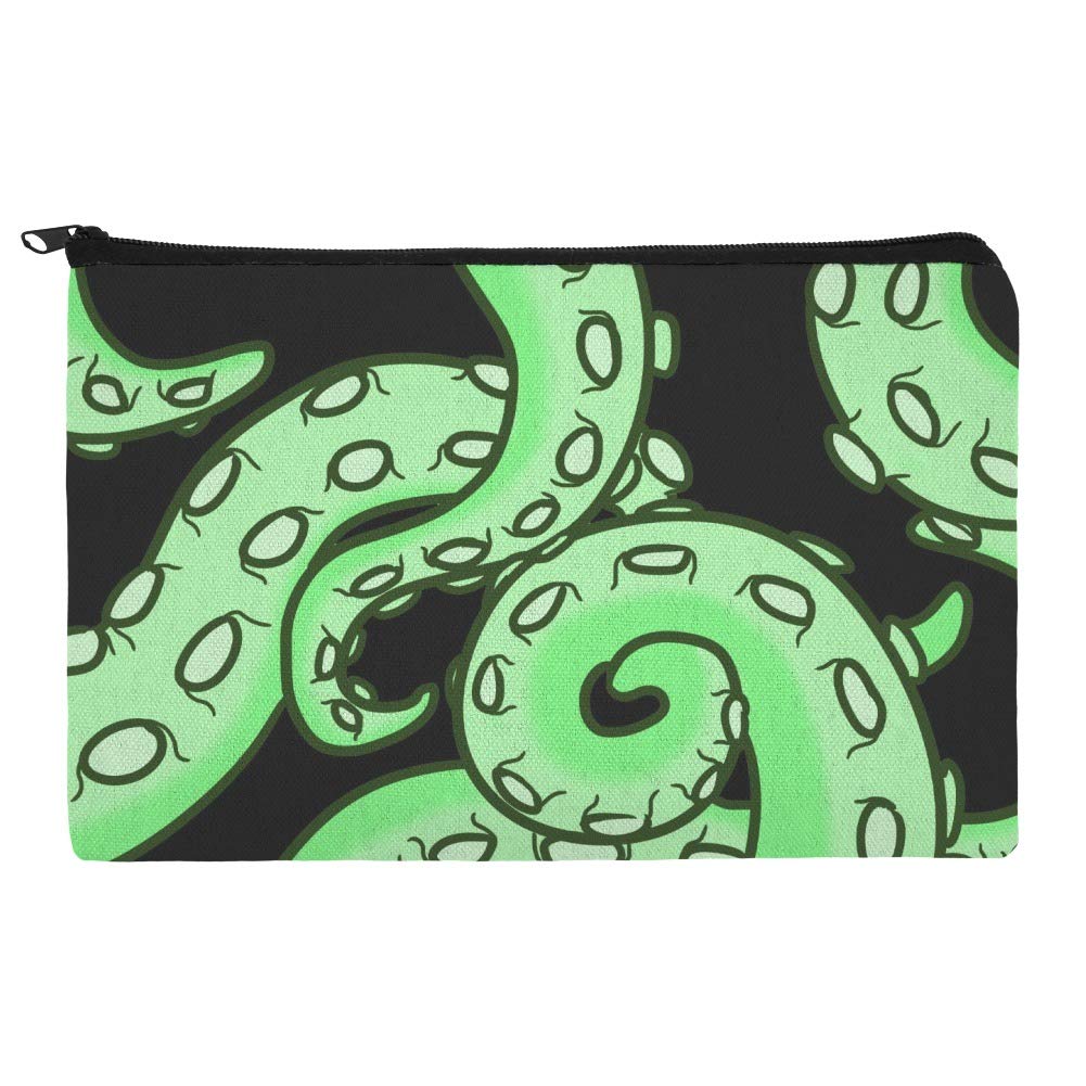 Tentacles Squid Octopus Green Pencil Pen Organizer Zipper Pouch Case