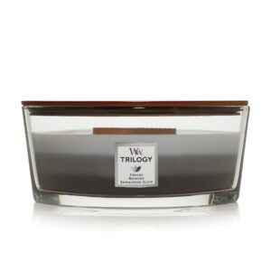 woodwick ellipse trilogy scented candle, warm woods, with crackling wick, burn time: up to 50 hours