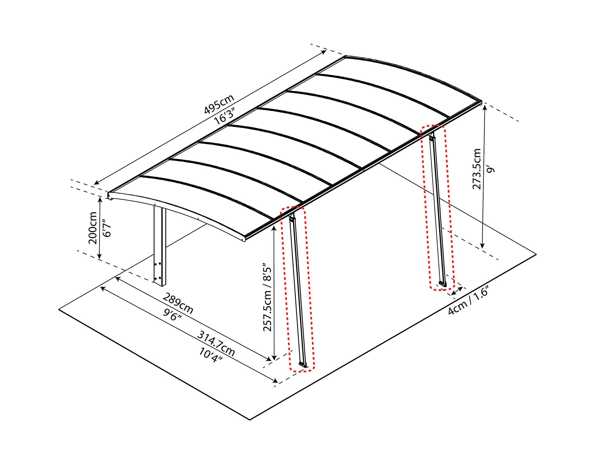 Palram - Canopia Arizona Carport Winter Support Kit Gray