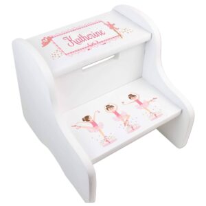 personalized ballerina brunette 2 step stool for kids girls and baby