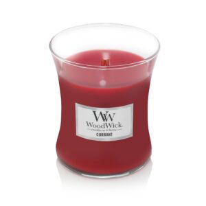 WoodWick Medium Hourglass Candle, Currant - Premium Soy Blend Wax, Pluswick Innovation Wood Wick, Made in USA