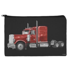 semi tractor trailer truck trucker pencil pen organizer zipper pouch case