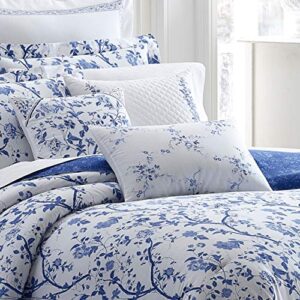 Laura Ashley - King Duvet Cover Set, Reversible Cotton Bedding with Matching Shams, Home Decor for All Seasons (Charlotte Blue, King)