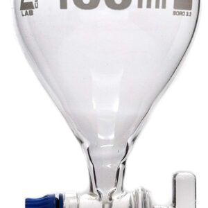 EISCO Separating Funnel, 100ml - Pear Shaped - 19/26 Plastic Stopper, Glass Key Stopcock, Stem with Cone - Borosilicate Glass