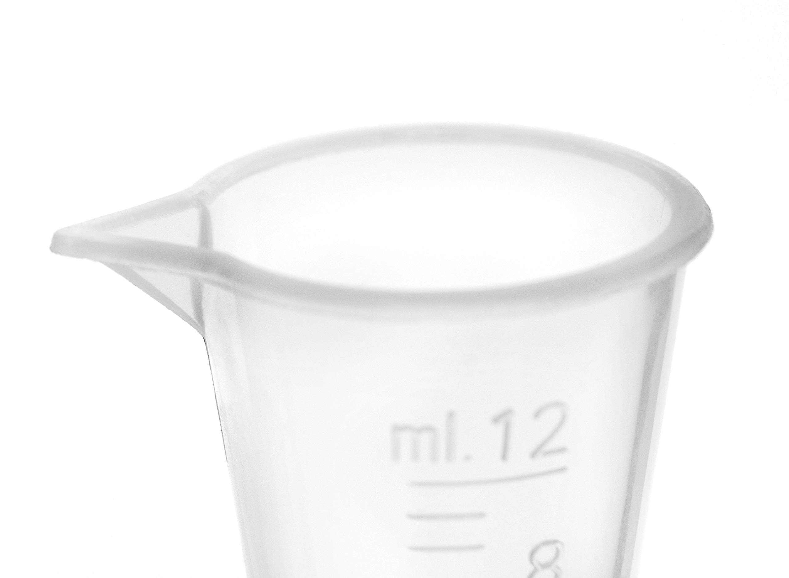 EISCO Conical Measure, 12ml - Polypropylene Plastic, Translucent - Pouring Spout - 1ml Raised Graduations - Hexagonal Base