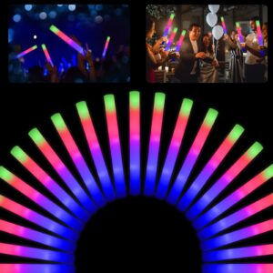 blu7ive 30 pieces led foam sticks - flashing glow sticks party supplies light up baton wands for kids, raves, birthday, wedding, christmas, halloween, children toy