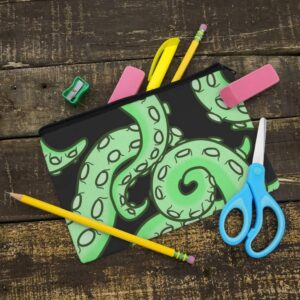 Tentacles Squid Octopus Green Pencil Pen Organizer Zipper Pouch Case